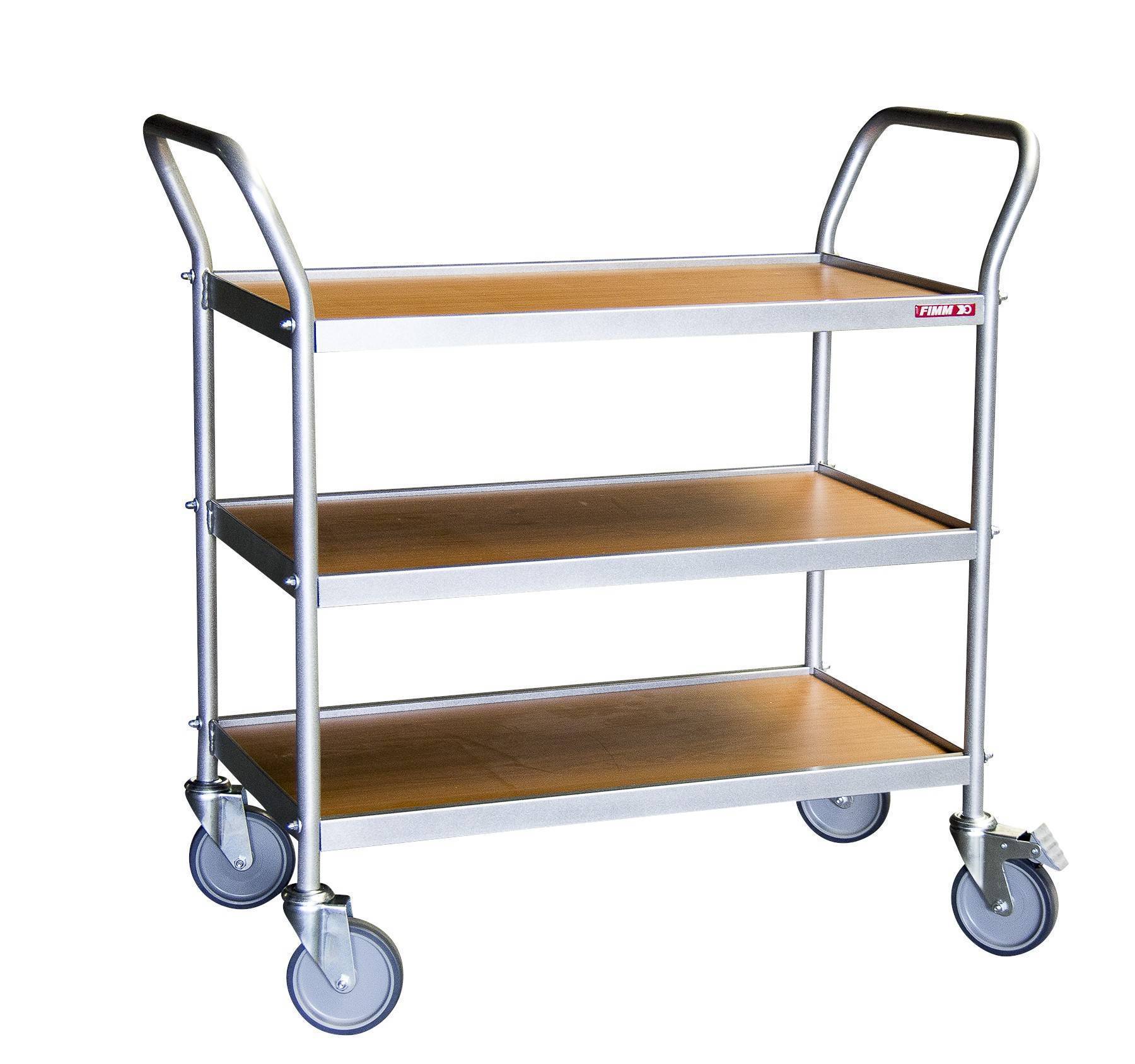 Chariot à 3 plateaux bois 780 x 420 mm 150 kg | M-D-R